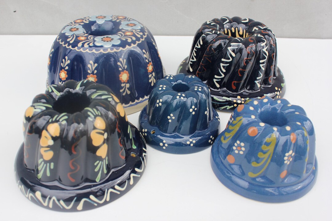 Blue Ceramic Cake Pans, Hand Painted Pastry Baking Dishes, Unique ...