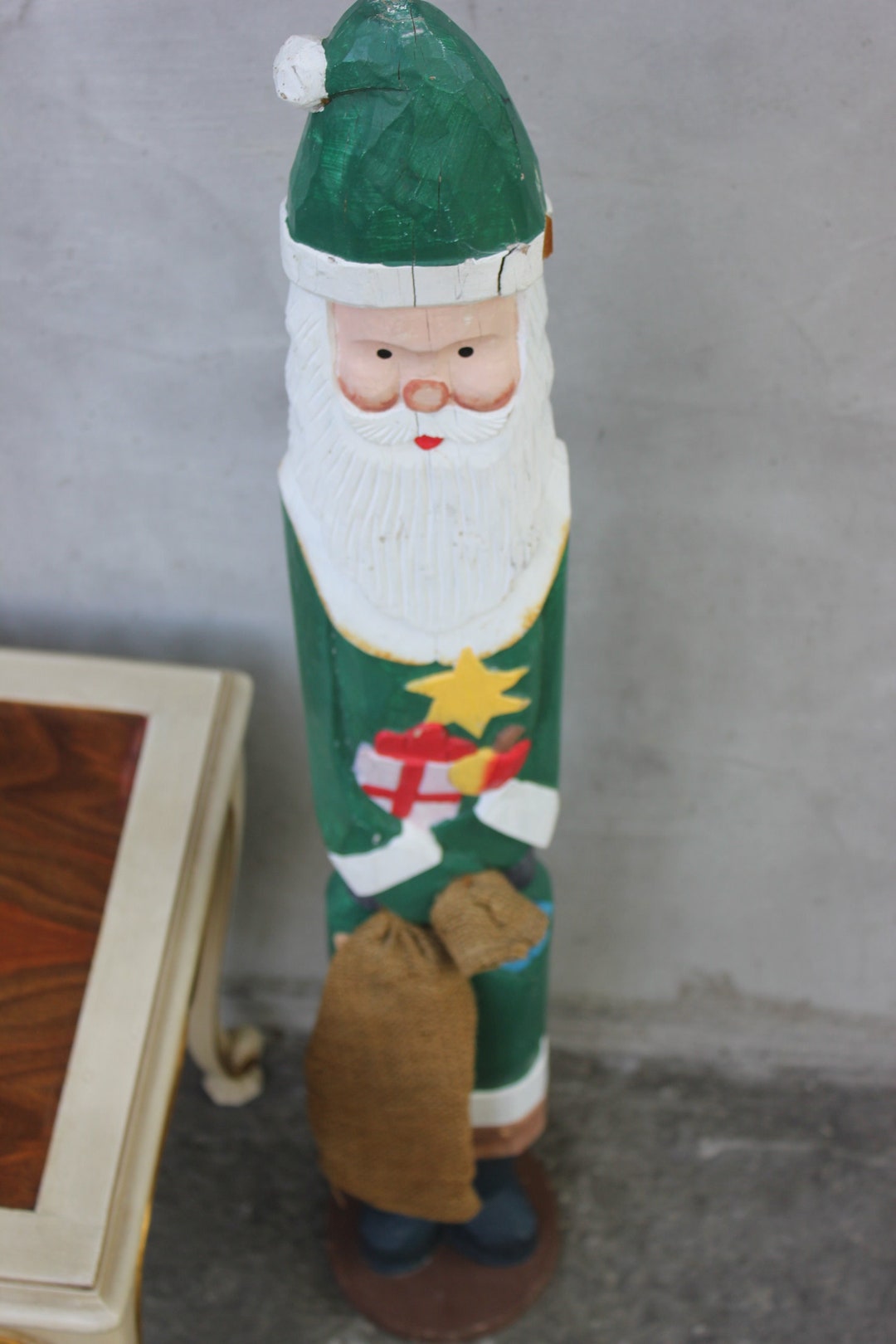 Large Santa Claus Statue, Christmas Photo Prop, Father Frost, Wooden ...
