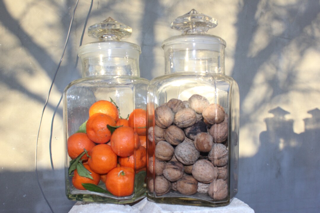 Two Massive Glass Jars, Clear Glass Storage Containers With Lids ...