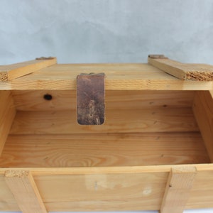 Vintage Wooden Primitive Storage Box Container With Leather Hinges Man ...