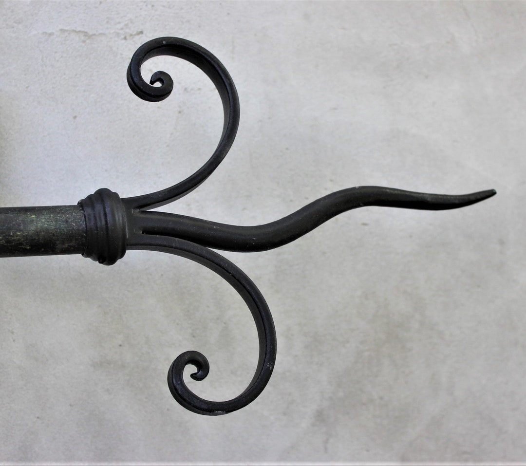 Hand Forged Wrought Iron Curtain Rod Finial: Rustic Blacksmith Decor - Etsy