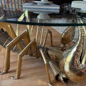 Illuminated Brass Scorpion Table, Metallic Coffee Surface, Golden ...