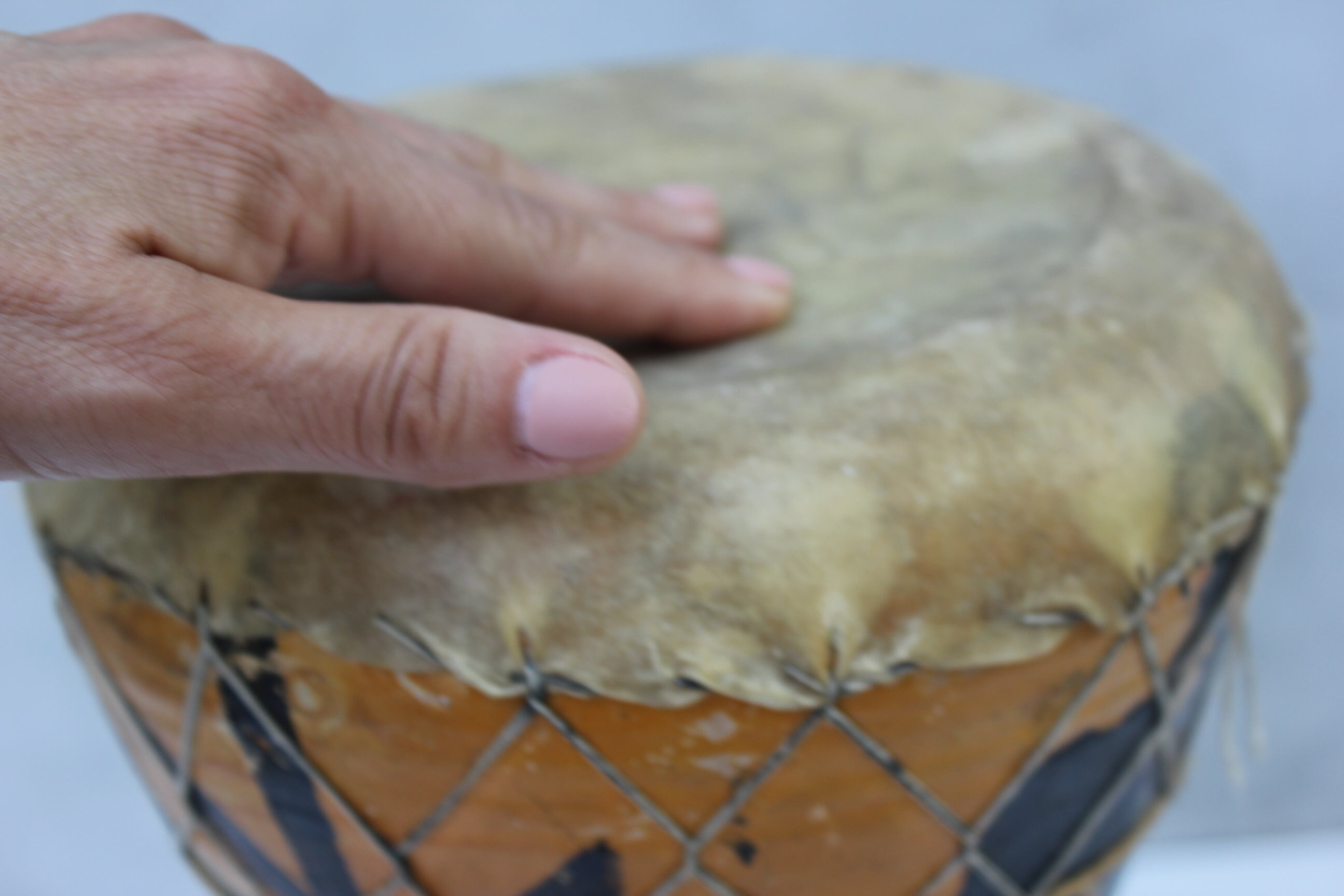 Vintage tribal drum Primitive clay and leather ritual drum | Etsy