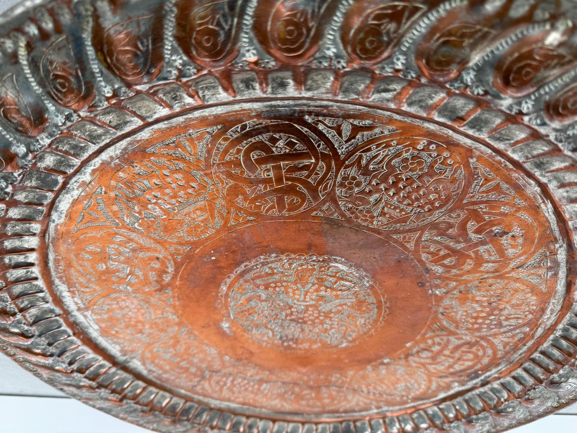 Vintage Islamic Copper Plate: Hand-etched Arabic Wall Art (20") - Etsy