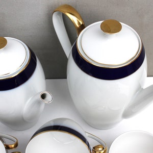 Germany Arzberg Tea and Coffee Set 41 Pcs, Cobalt Blue and Gold Edging ...