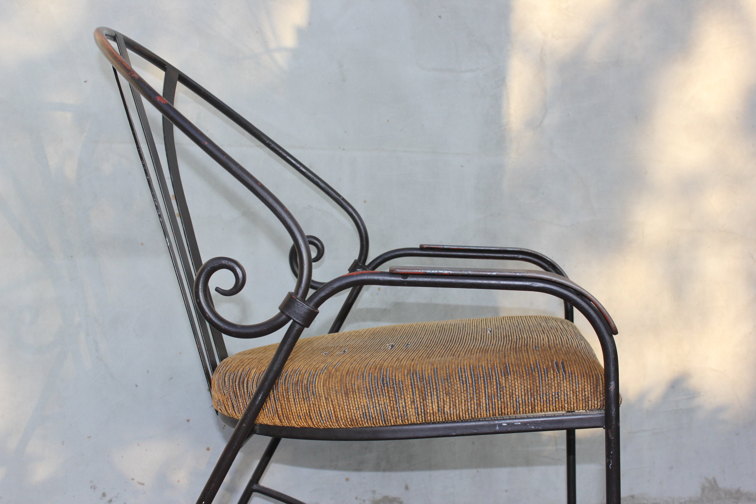 Vintage Wrought Iron Chair Hand Forged Heavy Patio Chair | Etsy