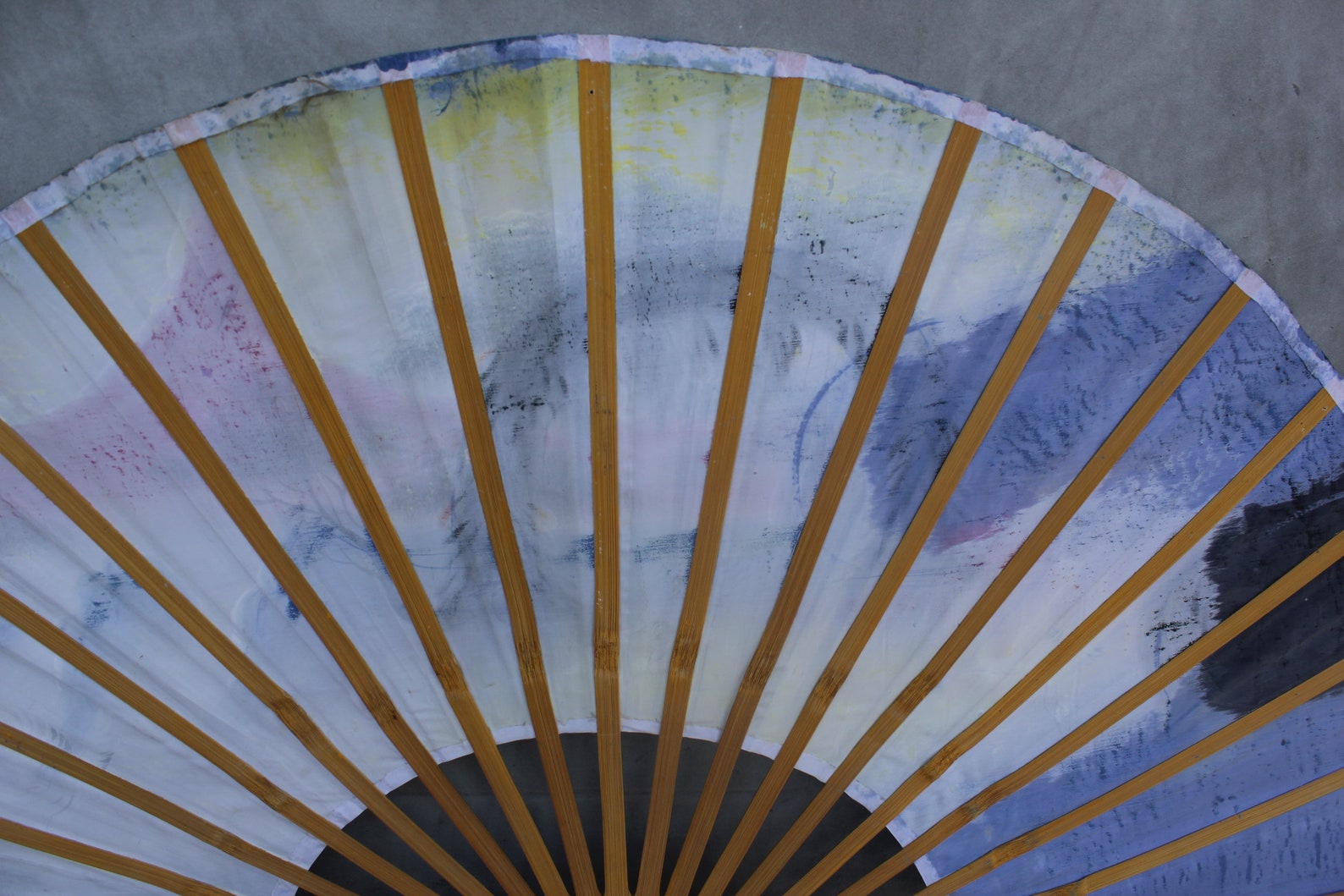 Vintage Huge Asian Decorative Fan Exotic East Fabric Fan Blue - Etsy