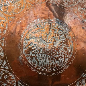 Vintage Islamic Copper Plate: Hand-etched Arabic Wall Art (20") - Etsy