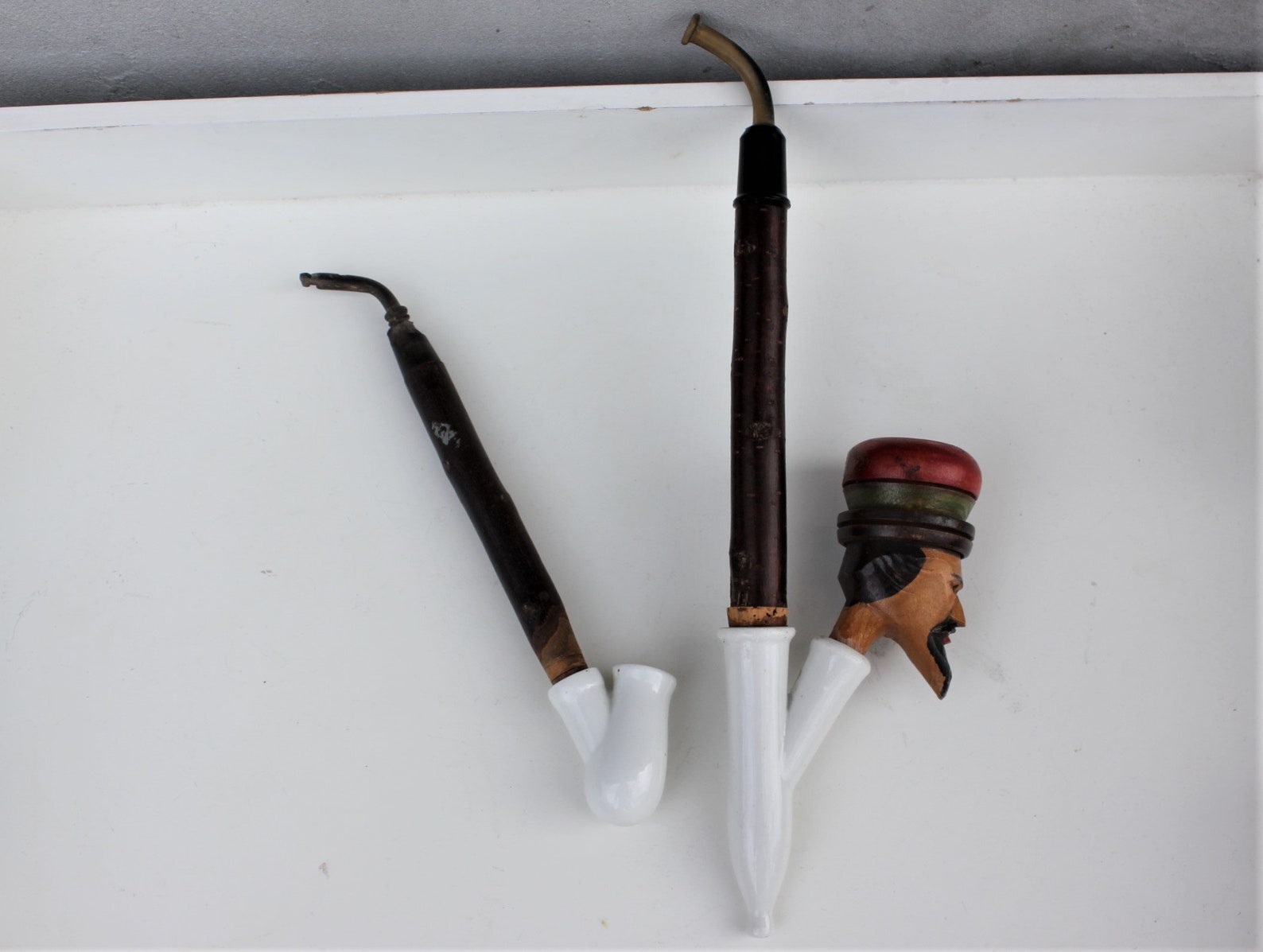 2 Vintage Bavarian Long Pipes Porcelain Head Pipes for Tobacco - Etsy