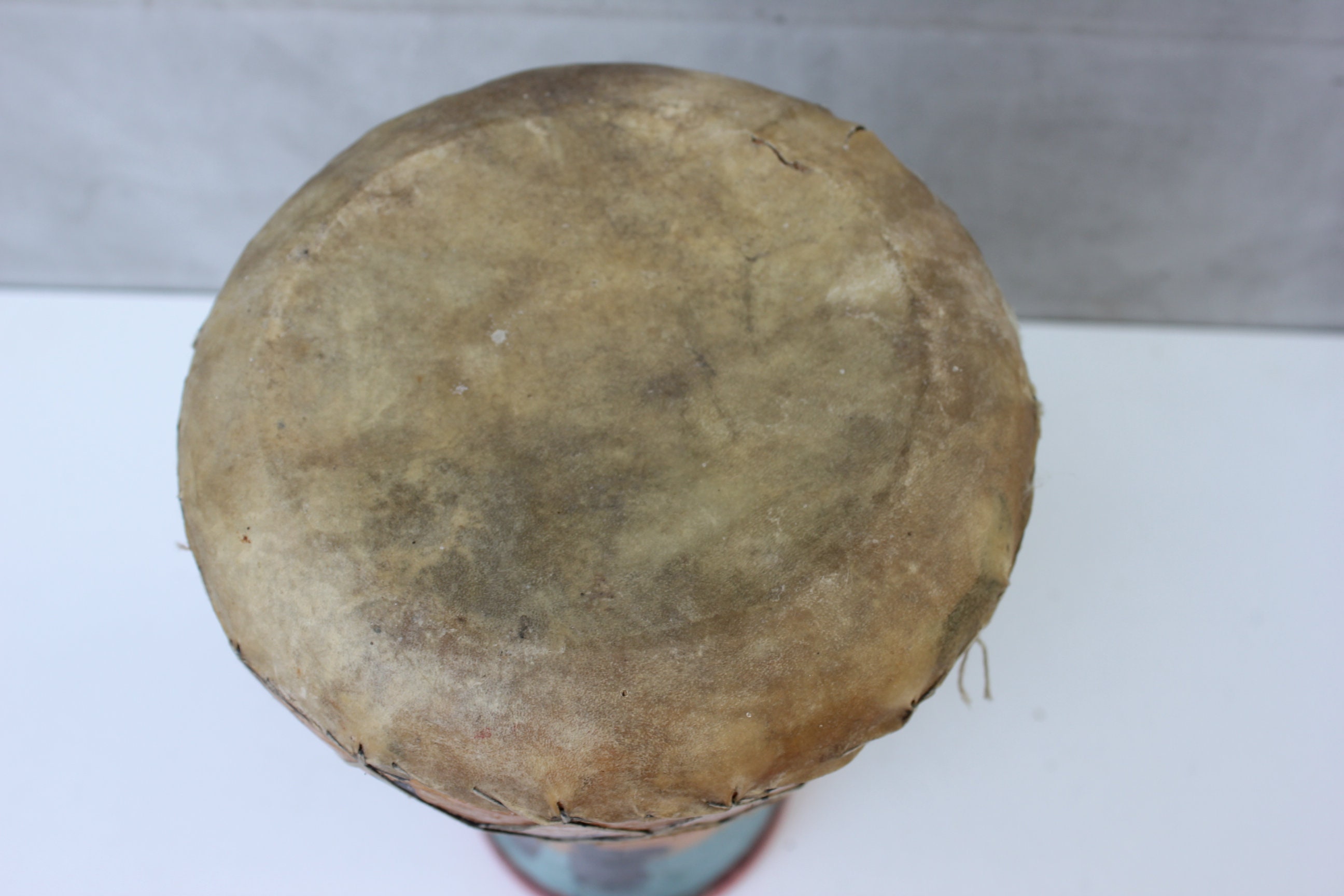 Vintage tribal drum Primitive clay and leather ritual drum | Etsy