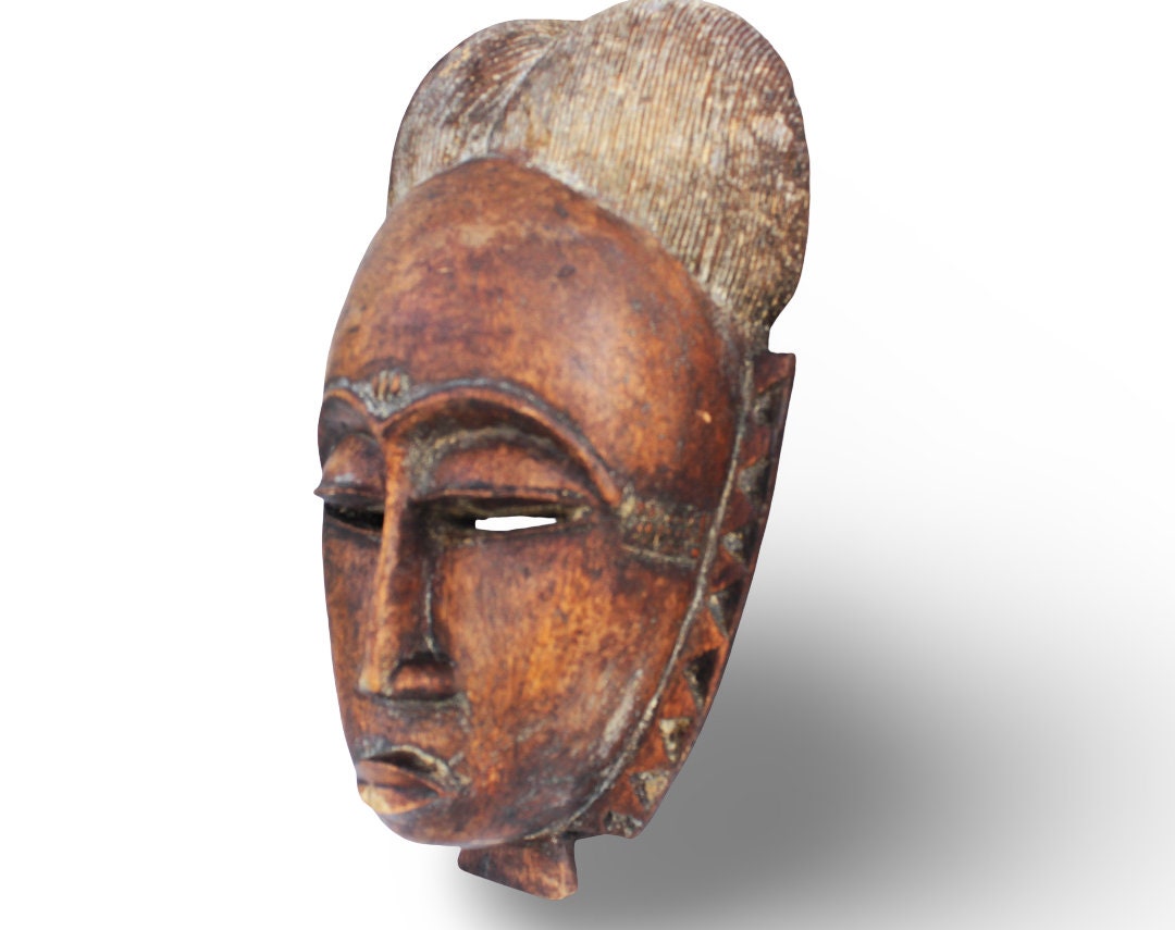 Baule Spiritual and Ceremonial Mask of Woman, Wooden, Carved African ...