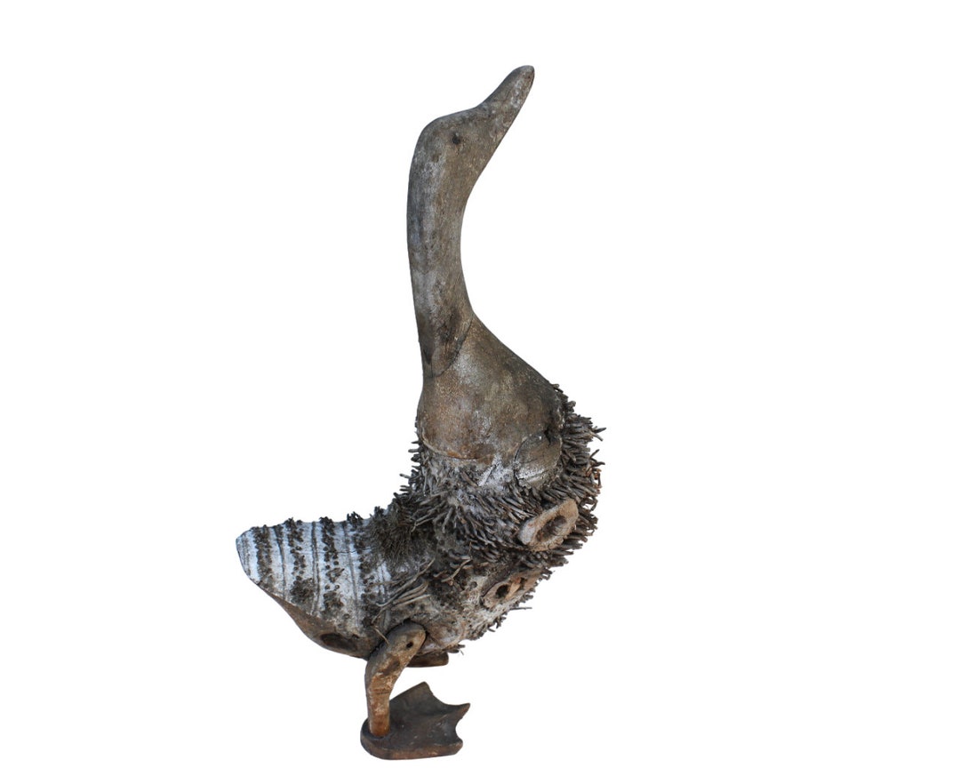 Hand Carved Wooden Bamboo Root Duck, Rustic Garden Decor, Housewarming ...