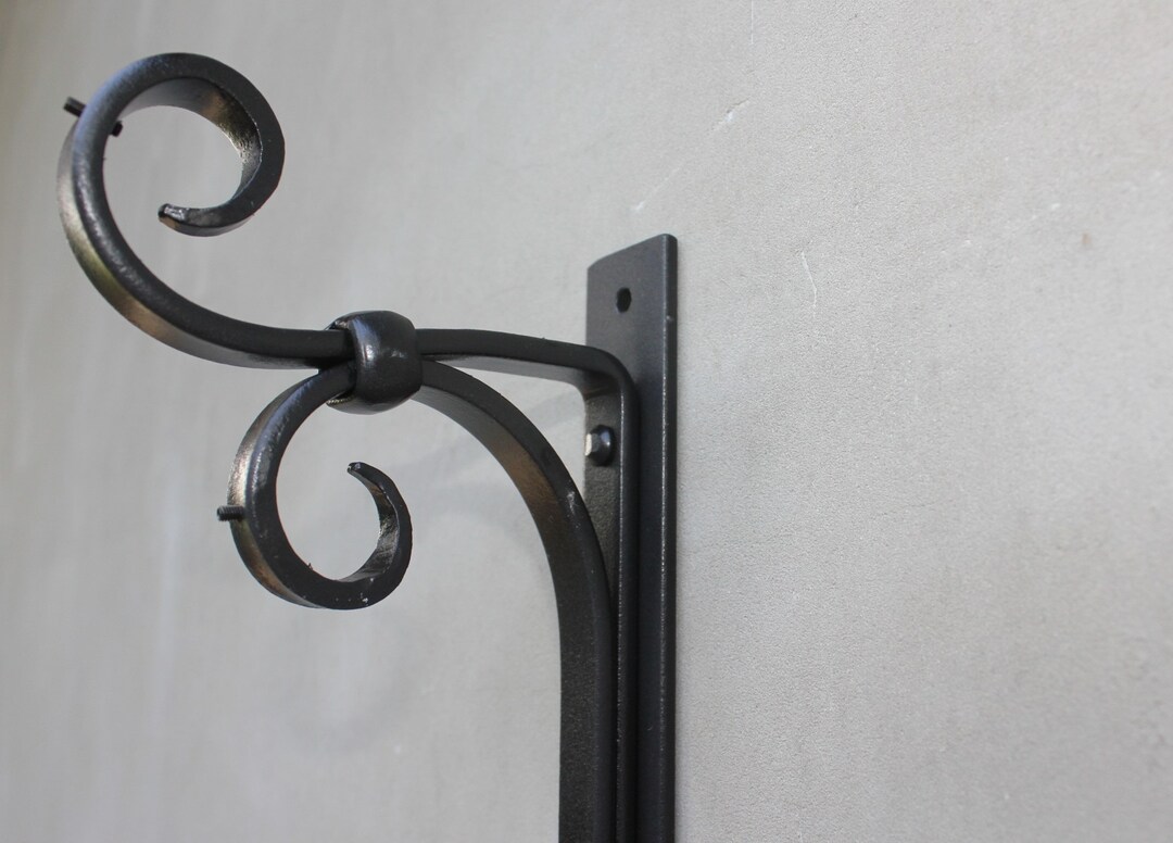 Double Hook, Wrought Iron Curtain Bracket, Wall Mounted Hanger Hand ...
