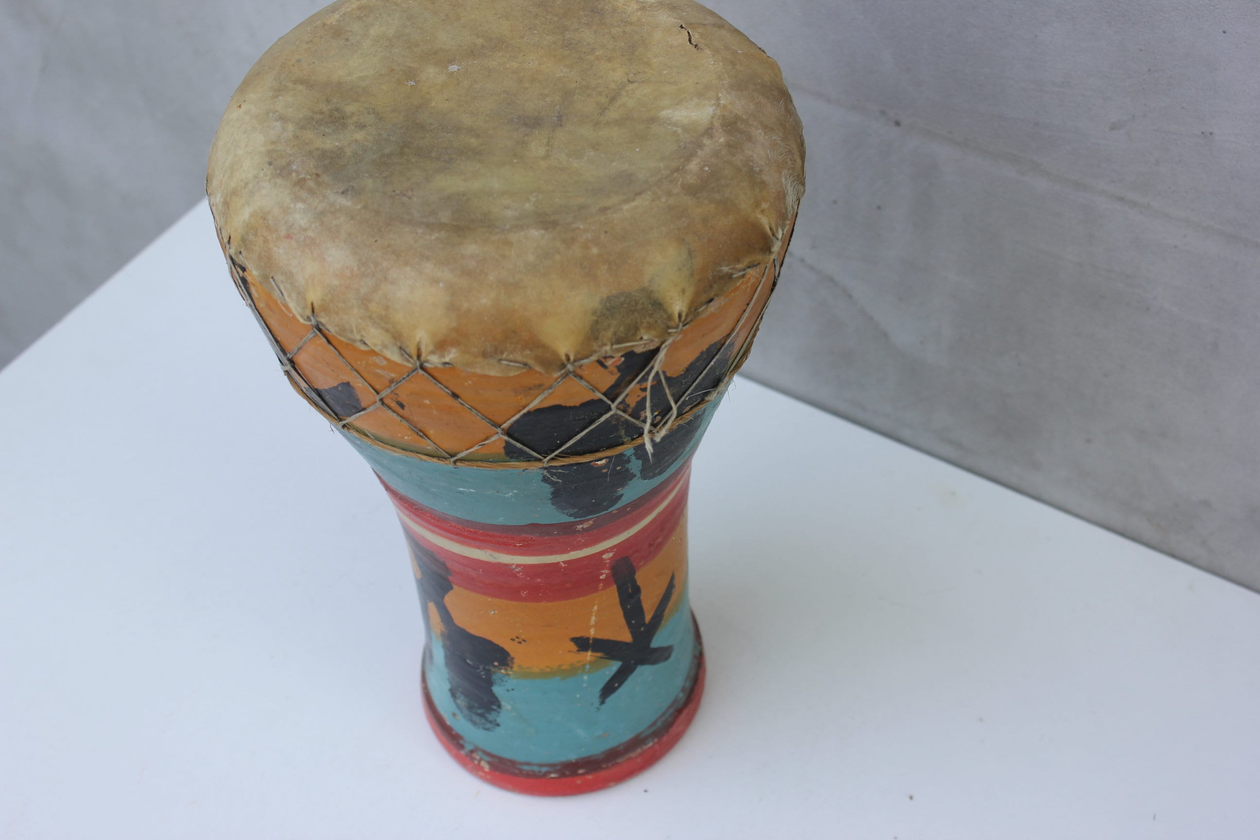 Vintage tribal drum Primitive clay and leather ritual drum | Etsy