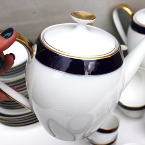 Germany Arzberg Tea and Coffee Set 41 Pcs, Cobalt Blue and Gold Edging ...