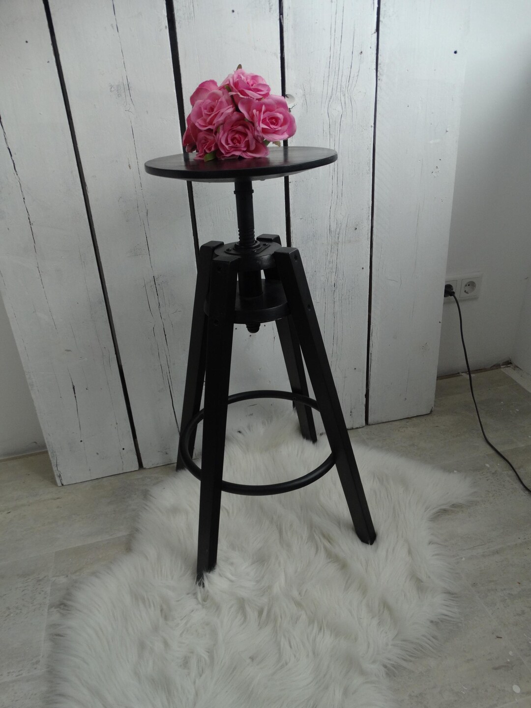 Lebber Vintage® Solid Wood Adjustable Screw Stool, Craftsman Vintage ...