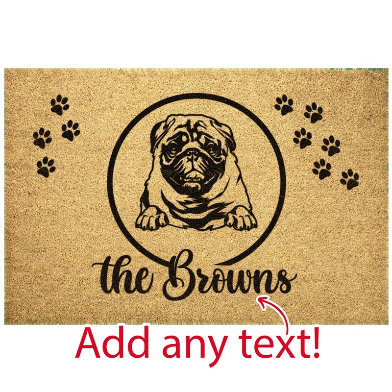 Pug Welcome Mat - Etsy