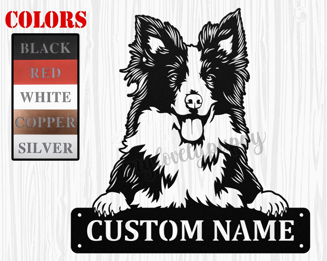 Personalized Border Collie Metal Sign Gift for Him or Her, Custom Metal ...