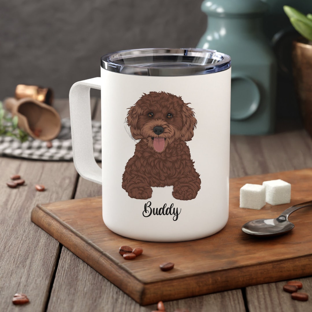 Personalized Cockapoo Insulated Coffee Mug, Dog Owner Portrait Mug ...