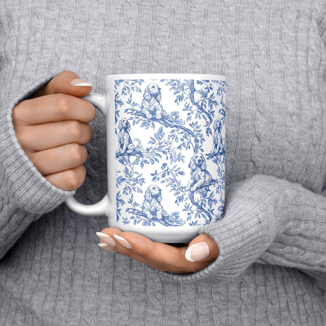 Cocker Spaniel Toile De Jouy Mug New Spaniel Puppy Owner Blue Toile Tea ...
