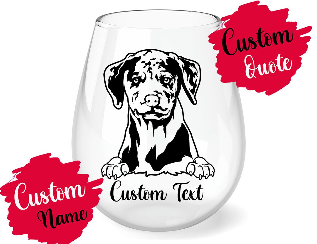 Personalized Catahoula Leopard Dog Mom Dad Wine Glass, Men Women ...