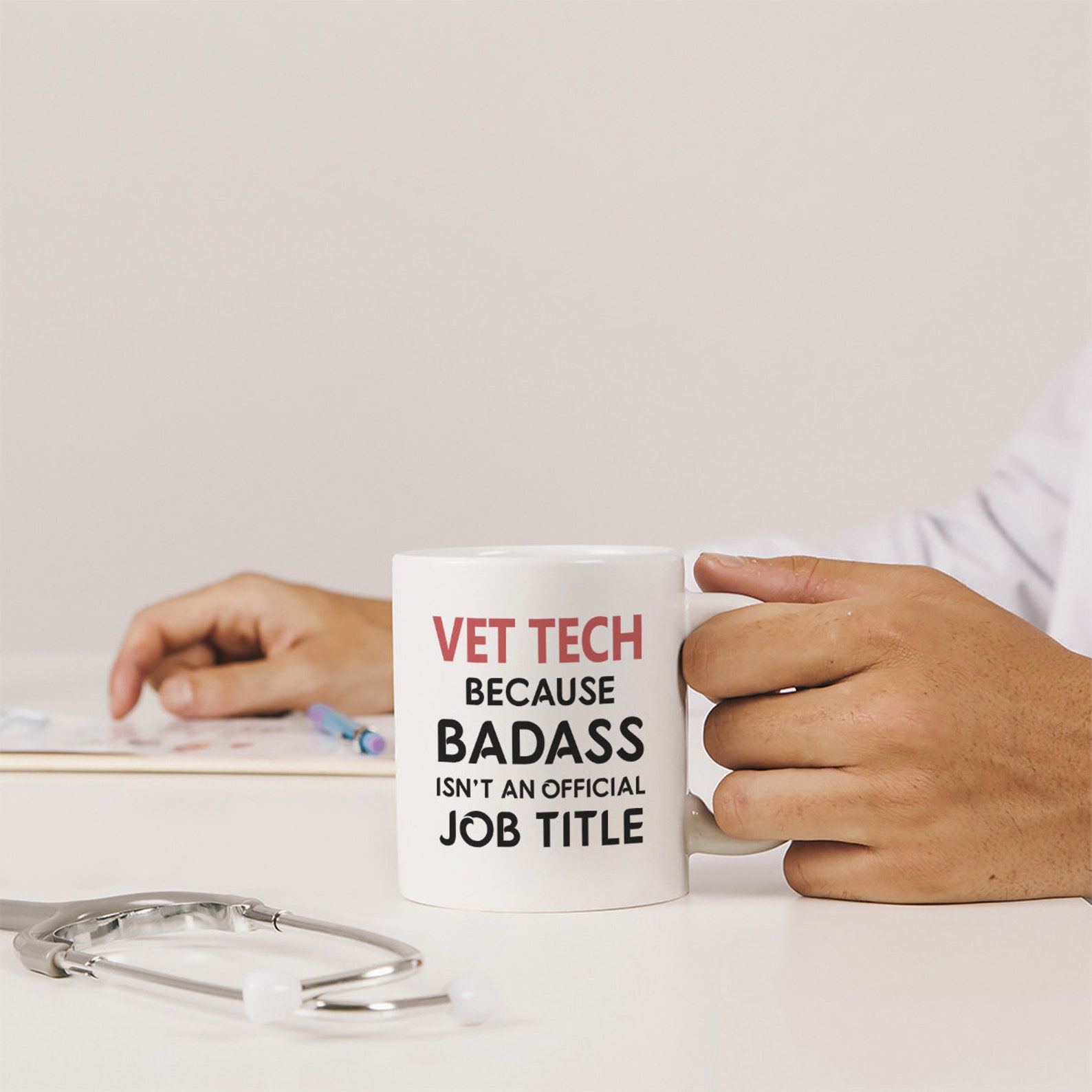 Vet Tech Badass Official Job Title Coffee Mug, Vet Med Gifts, Gifts for ...