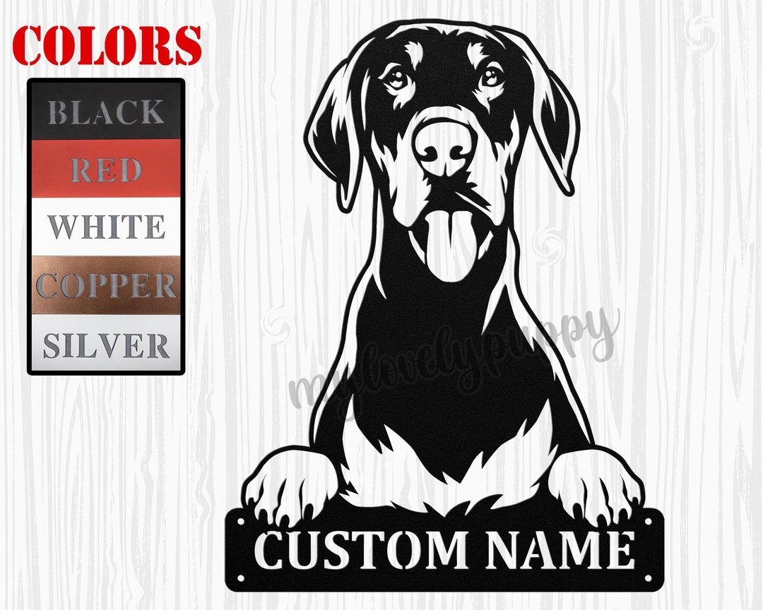 Personalized Doberman Metal Sign Gift for Him or Her, Custom Metal Name ...