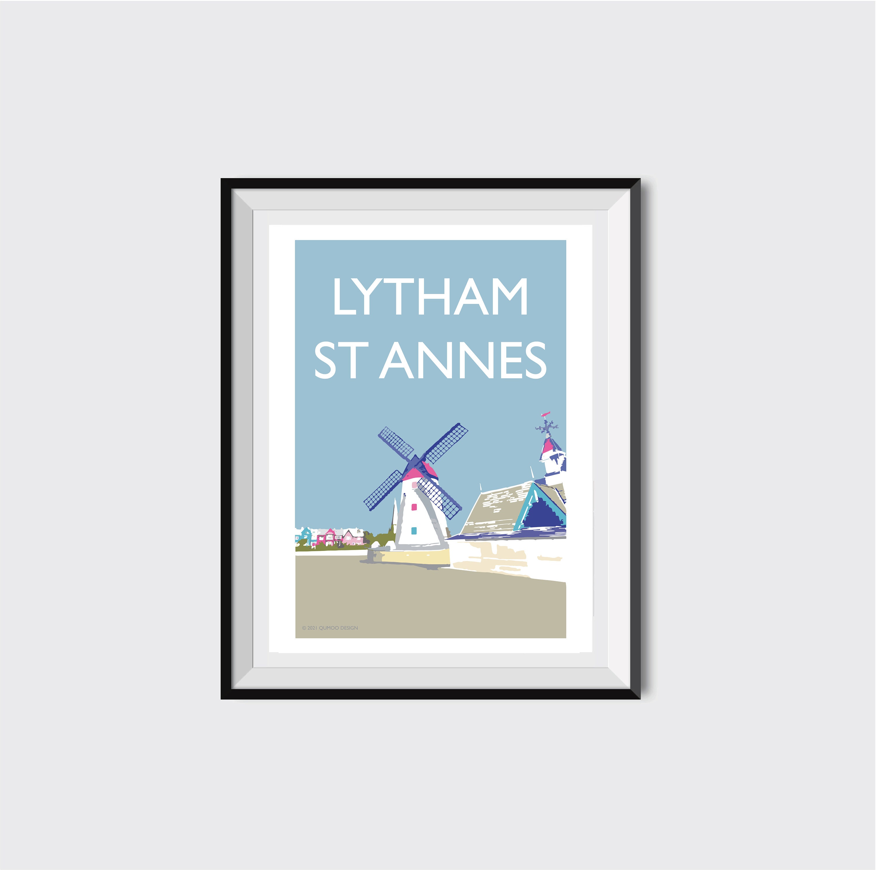Lytham St Annes Lancashire A4 Travel Poster blue | Etsy