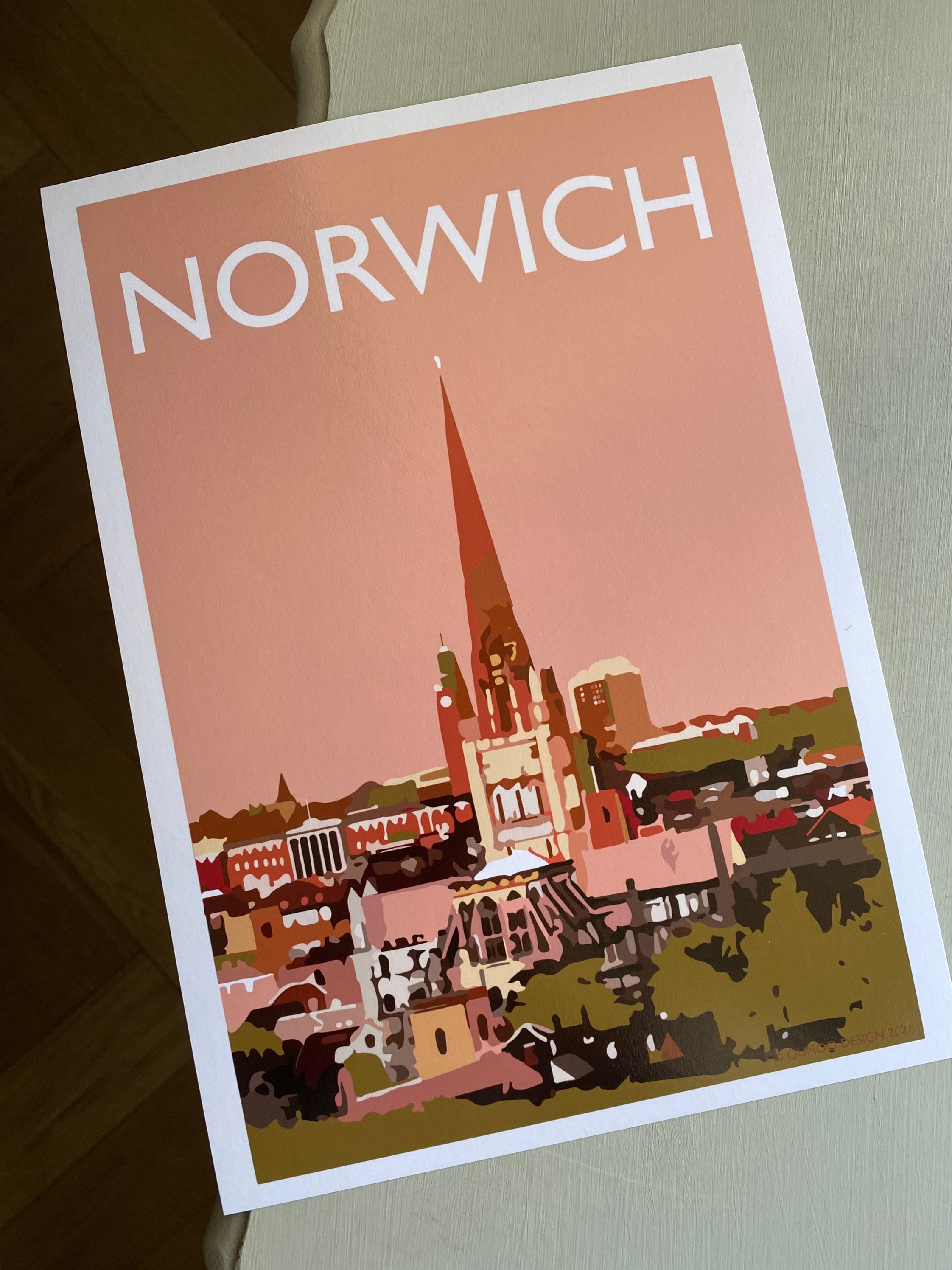 Norwich Norfolk England UK A4 travel poster print | Etsy