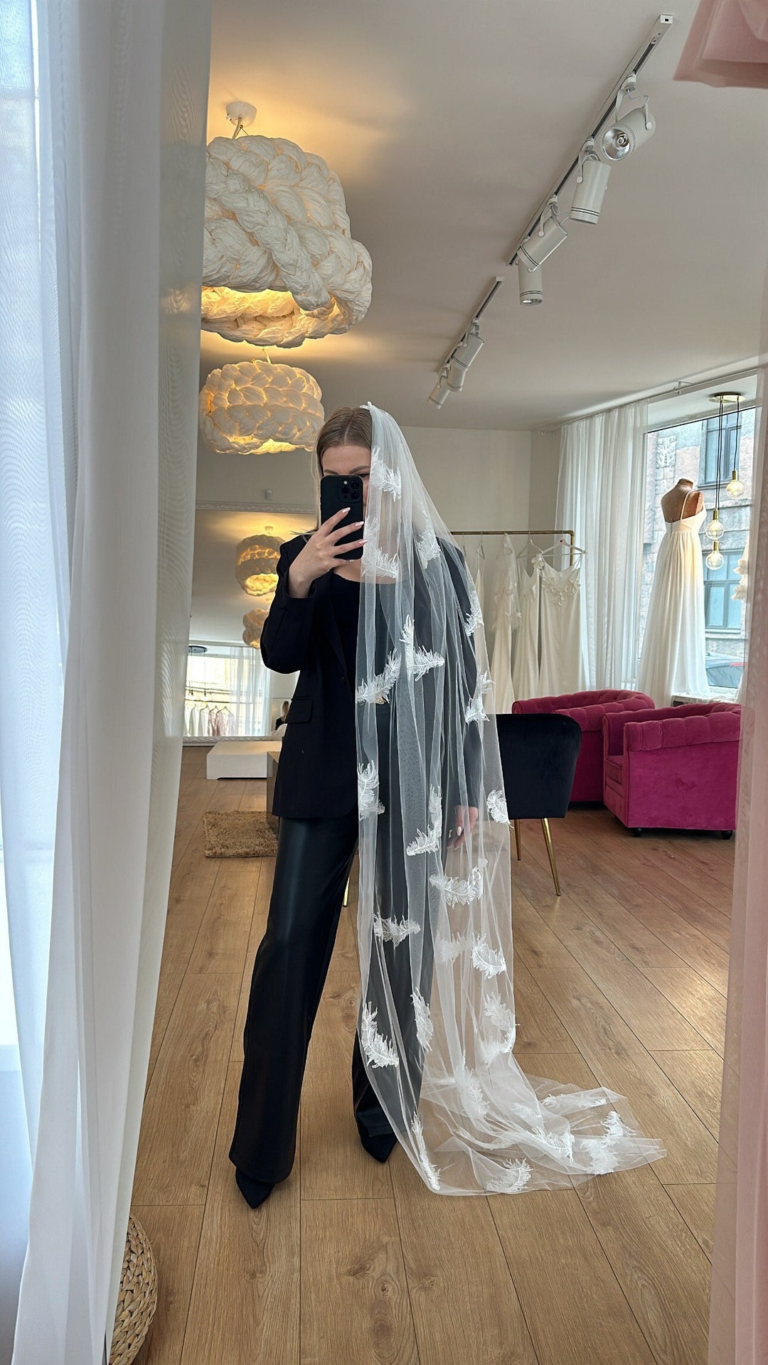 Design Veil / Feathers Veil Embroidery / Handmade Feathers Veil ...