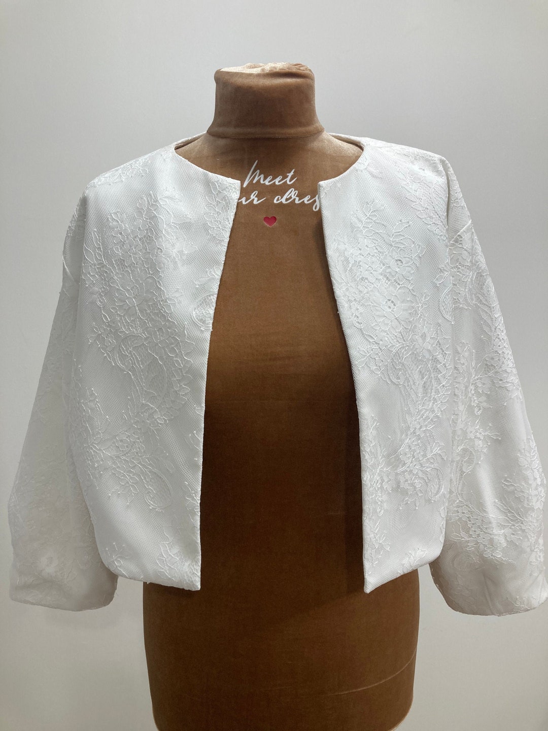 Ivory Lace Wedding Blazer Jacket / 3/4 Sleeves Jacket for Wedding ...