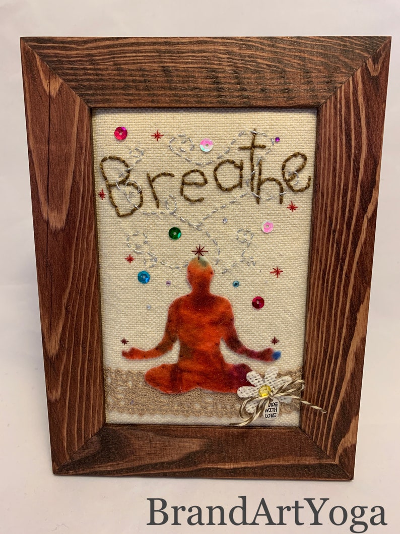 Breathe Frame Yoga Meditation Decor Hand Embroidery Art - Etsy