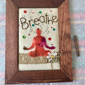 Breathe Frame, Yoga Meditation Decor, Hand Embroidery Art, Yoga Art ...