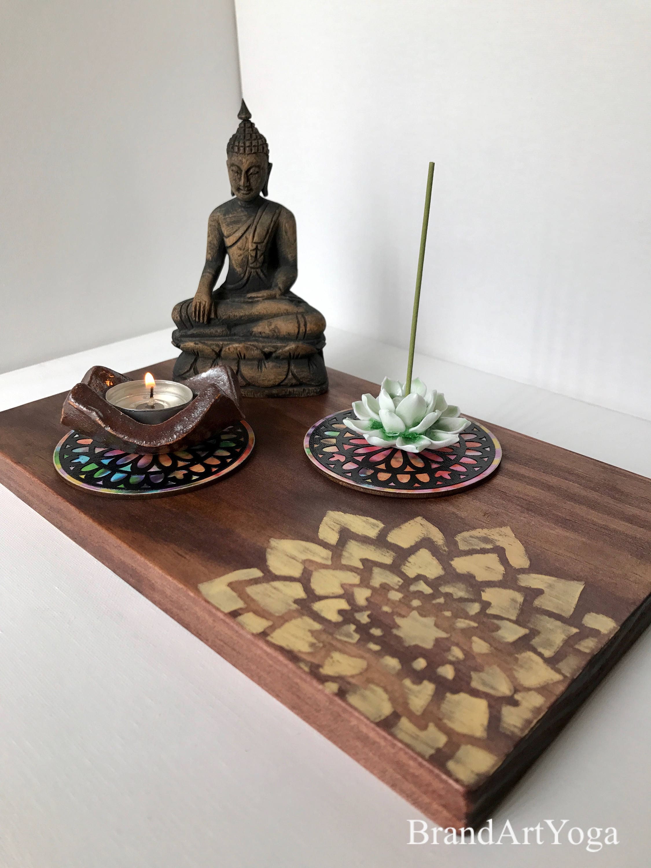 Personal Meditation Altar Small Size, Yoga Gift, Yoga Art, Shrine, Wood ...