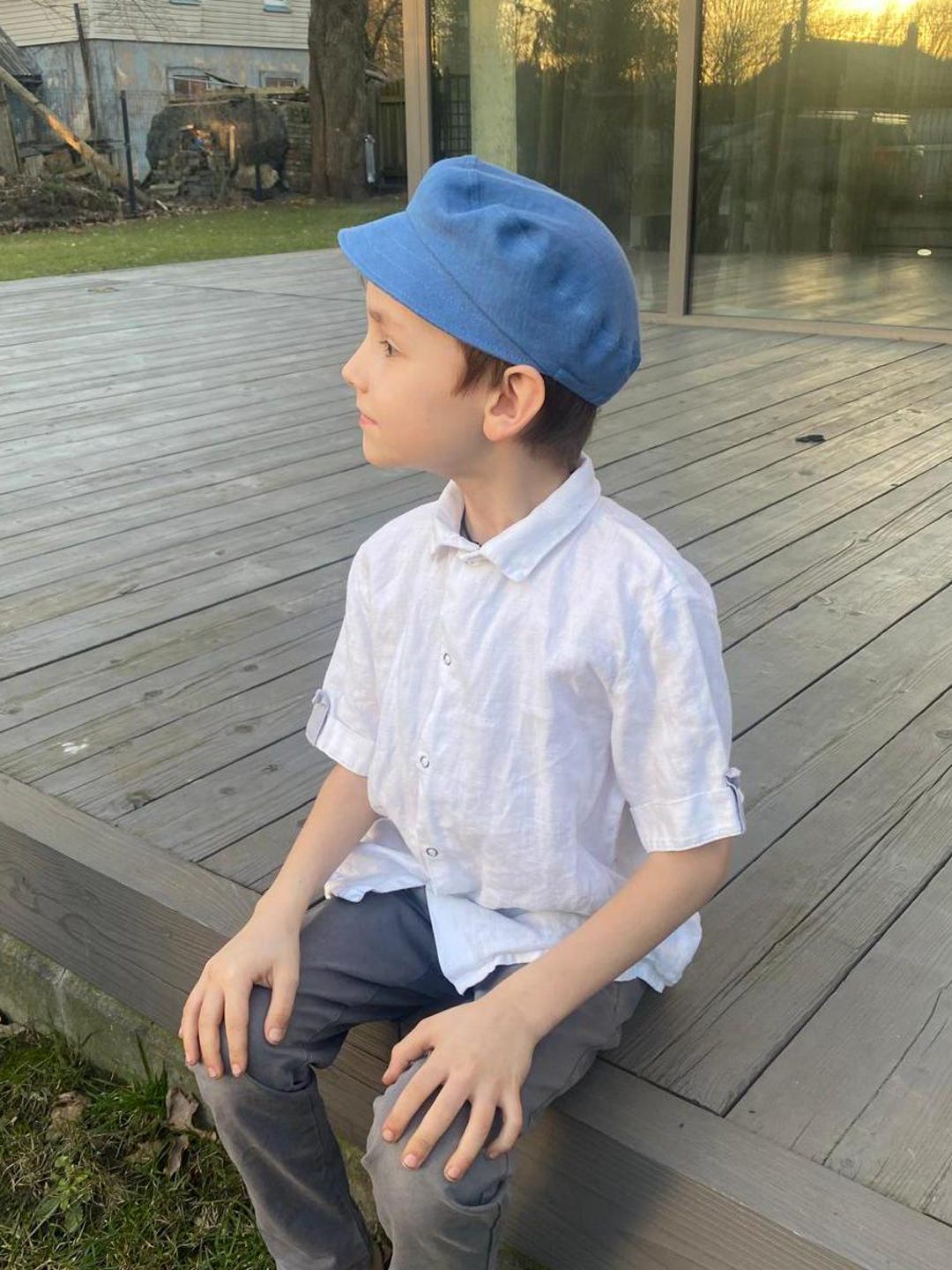 Unisex Linen Cap for Kids, Casual Headwear Boy and Girl, Newsboy Hat ...