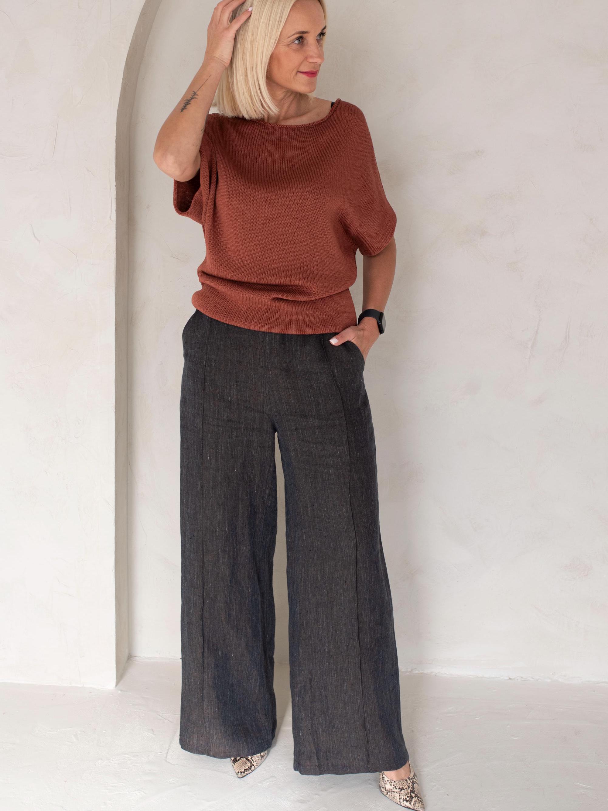 Relaxed Fit Wide Leg Pants, High Waist Palazzo, Linen Summer Women ...