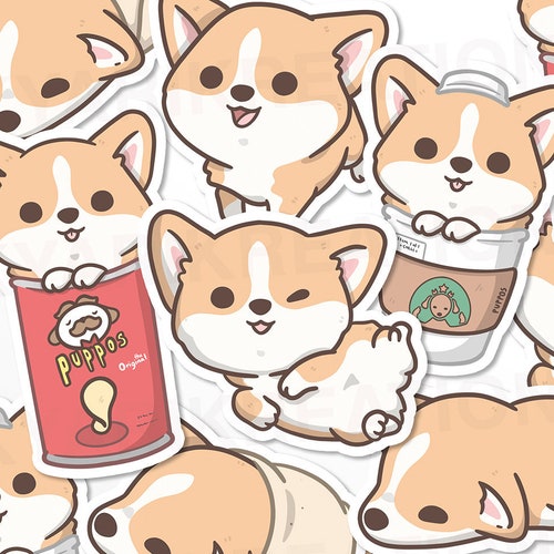 Corgi Laptop Sticker Corgi Sticker Dog Stickers Cute - Etsy
