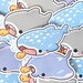 Cute Snacking Shark Stickers, Shark Eating Goldfish Cracker Stickers ...