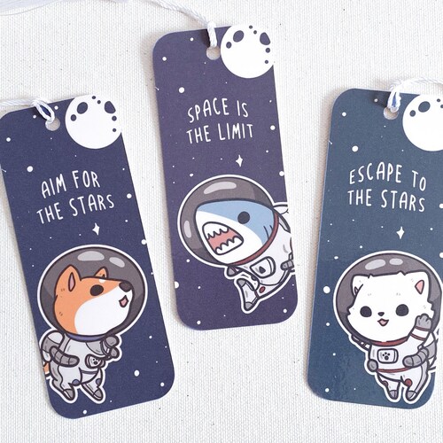 Cute Space Bookmarks Astronaut Animal Bookmarks Motivational - Etsy