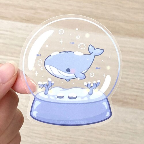 Snow Globe Whale Transparent Stickers Cute Blue Whale - Etsy