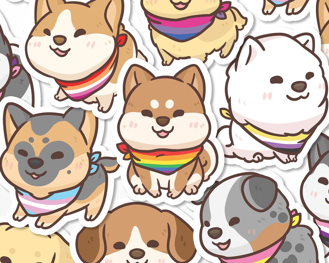 Cute LGBTQ Puppy Stickers, Pride Dog Stickers, Pride Stickers - Etsy