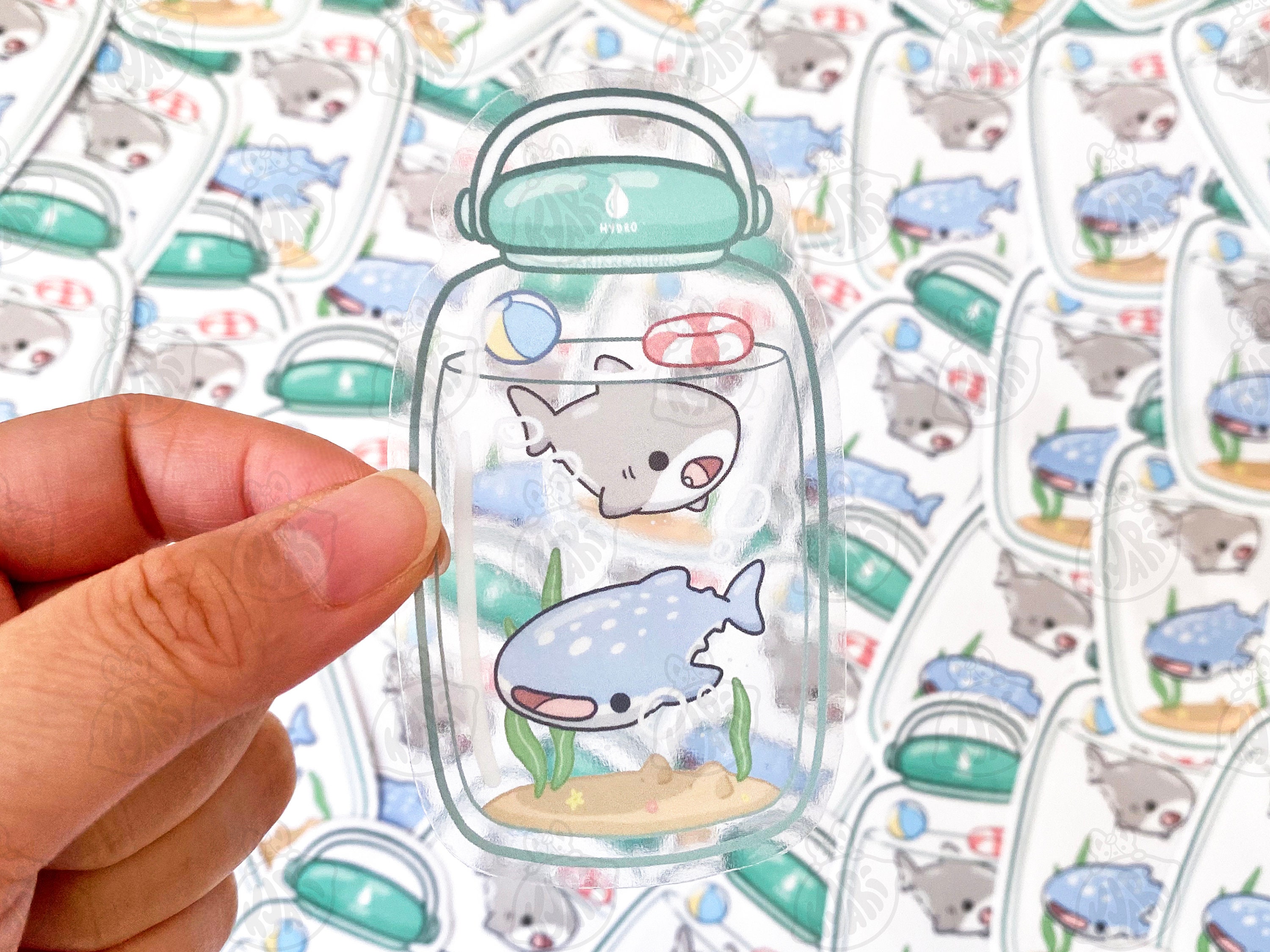 Sharks in A Bottle Sticker, Transparent Waterproof Vinyl Sticker, Cute ...