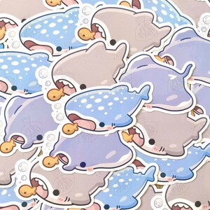 Cute Snacking Shark Stickers, Shark Eating Goldfish Cracker Stickers ...