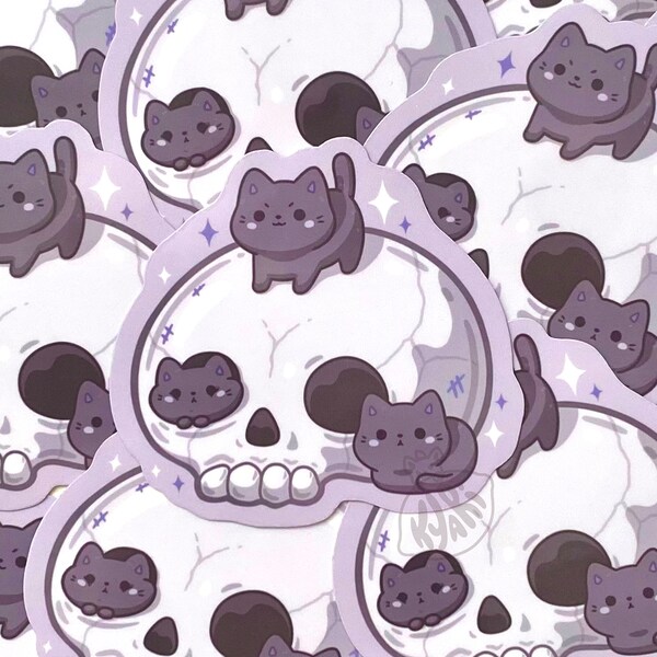 Skull Kitty Sticker - Etsy