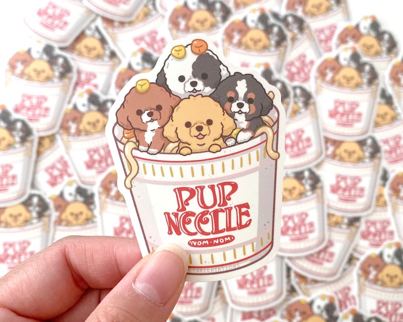 Pup Noodle Stickers, Cute Dog Stickers, Goldendoodle Vinyl Sticker - Etsy