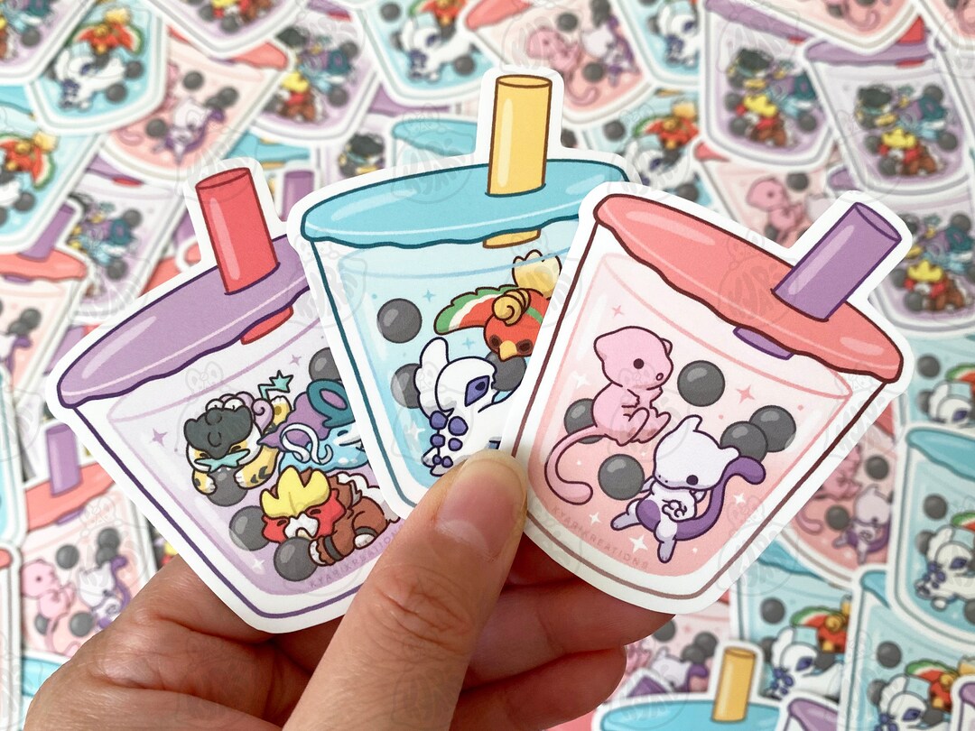 Legendary Poké Bubble Tea Stickers, Kanto and Johto Boba Tea Sticker ...