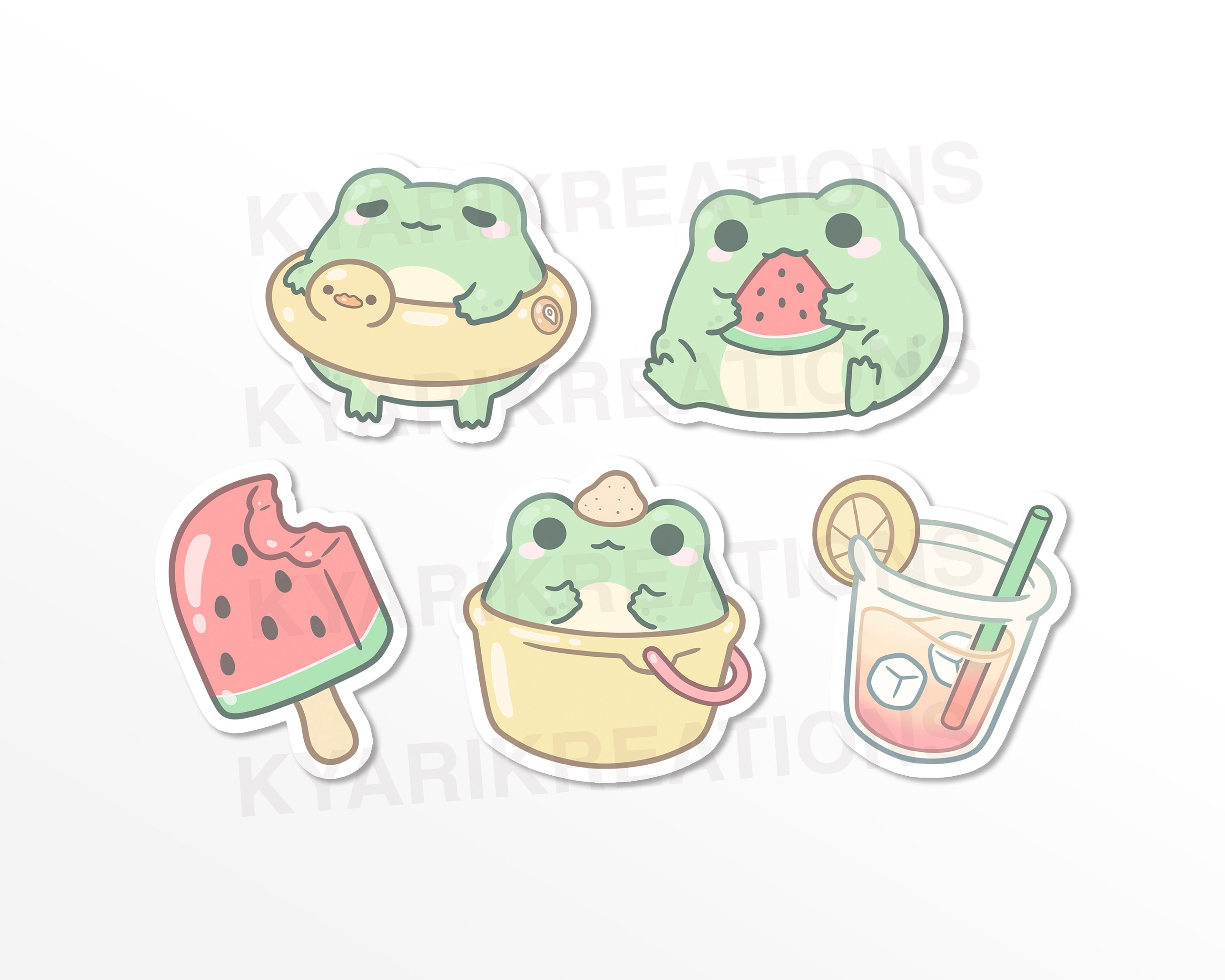 Cute Beach Frog Sticker Set - Etsy