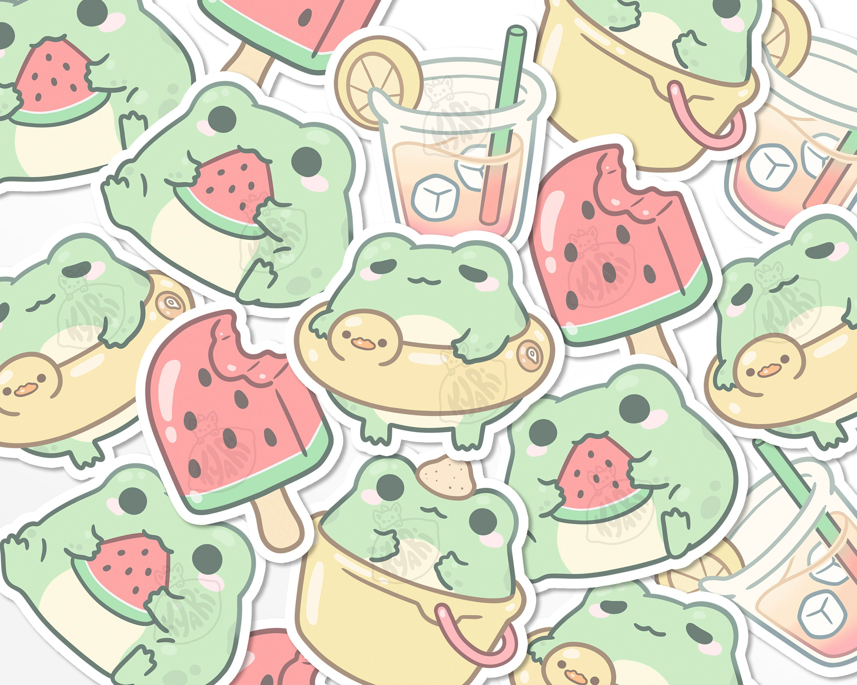 Cute Beach Frog Sticker Set - Etsy