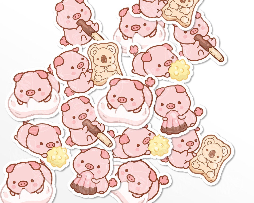 Japanese Snack Piggy Sticker Set Cute Pig Stickers Food - Etsy
