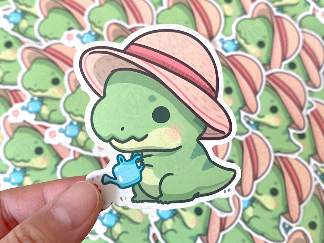 Cute Garden Dino Stickers, Cute Dinosaur Sticker, Green Thumb Sticker ...
